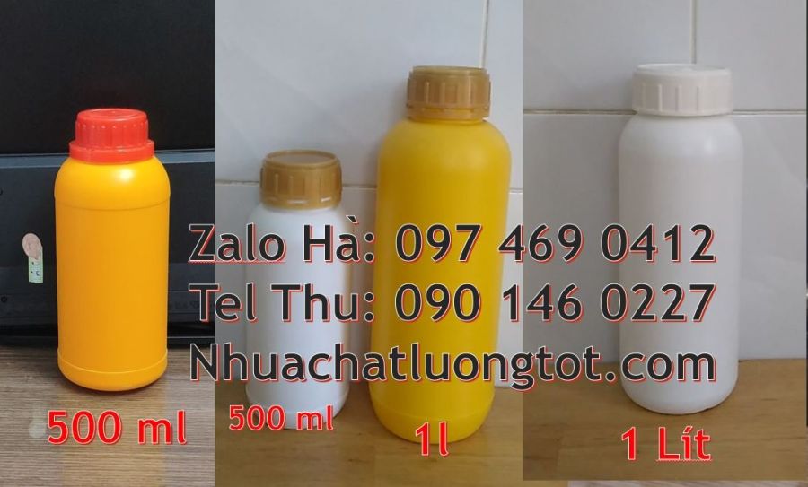Chai nhựa 500ml có nắp thoát khí đựng nông dược,chai nhựa 1l đựng axit, chai hdpe, chai gi