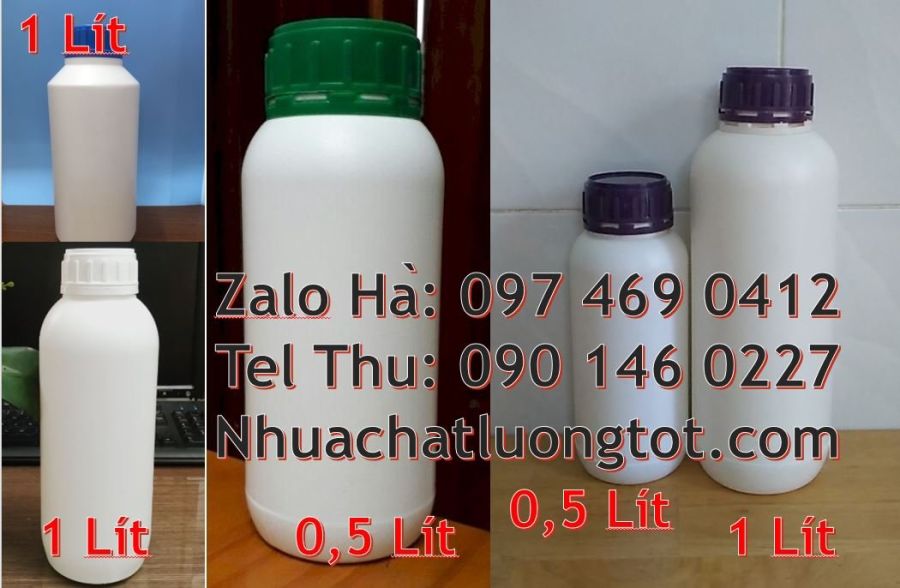 Chai nhựa 500ml có nắp thoát khí đựng nông dược,chai nhựa 1l đựng axit, chai hdpe, chai gi